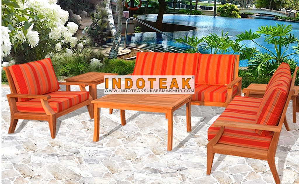 Teak Outdoor Deep Seating Sets Furniture With Sunbrella Bravada Salsa Cushions – Teak Garden ...