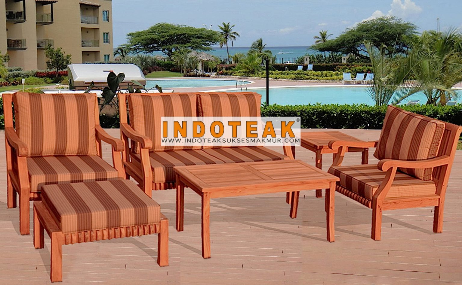 Teak Garden Deep Seating Sets Furniture With Sunbrella Elliot Wren Fabrics – Teak Garden ...